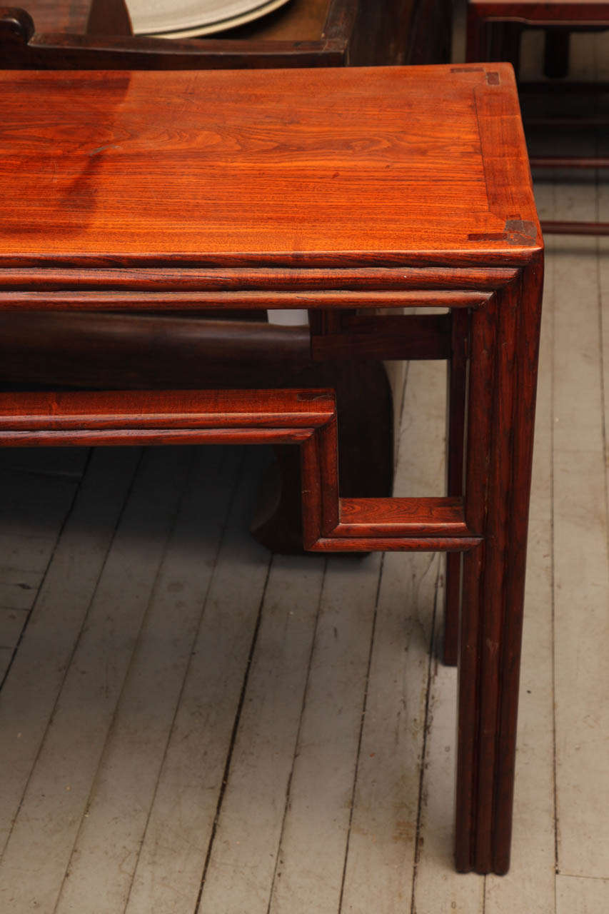Antique Chinese Geometrical Design Long Elmwood Console Table, Early ...