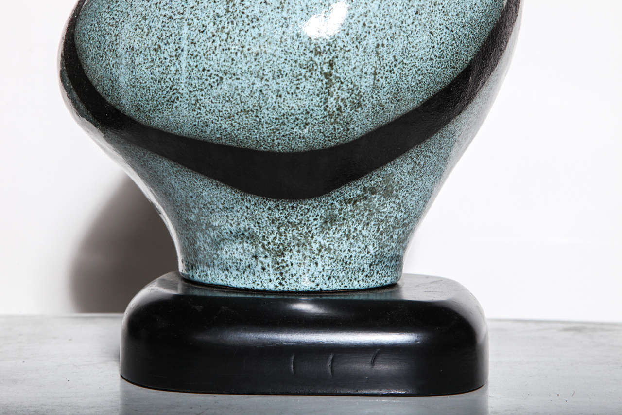 Gilbert Valentin Les Archanges Blue Biomorphic Ceramic Table Lamp, 1950 ...