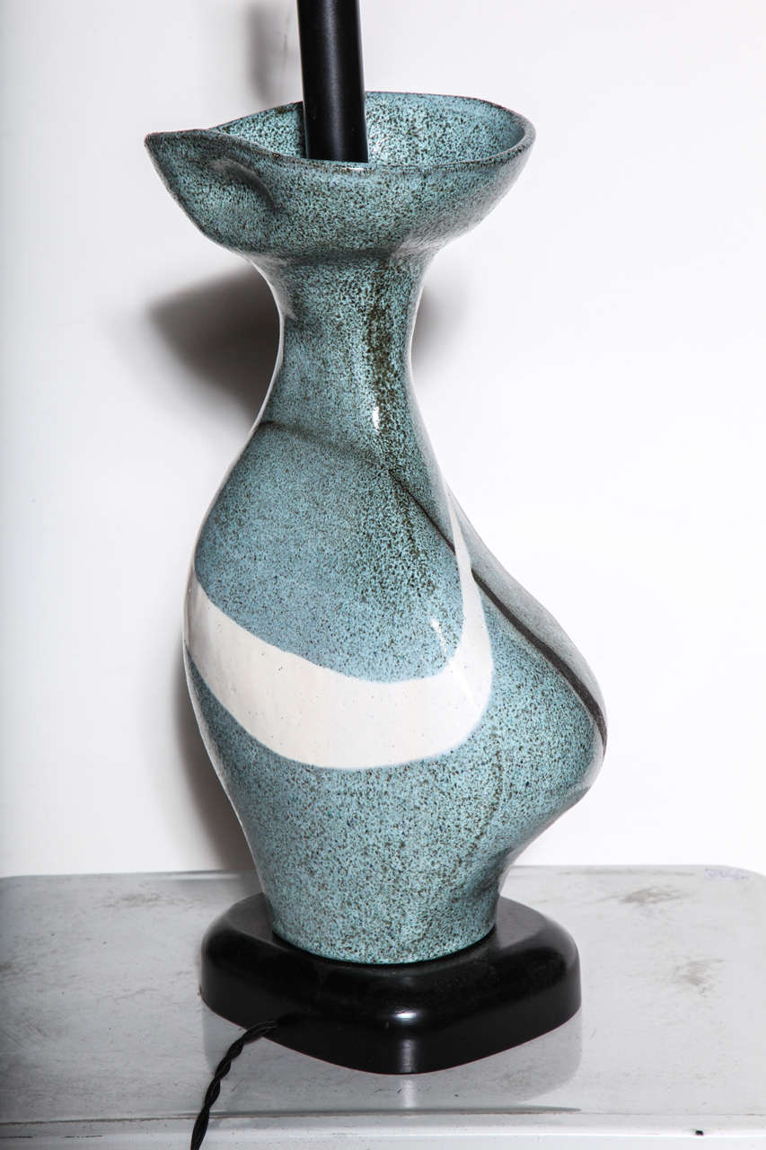 Gilbert Valentin Les Archanges Blue Biomorphic Ceramic Table Lamp, 1950 ...