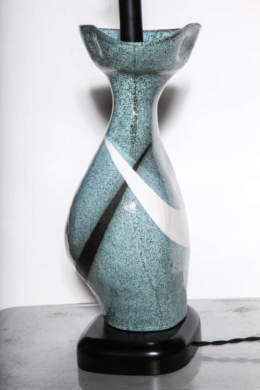 Gilbert Valentin Les Archanges Blue Biomorphic Ceramic Table Lamp, 1950 ...