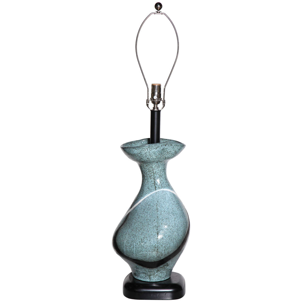 Gilbert Valentin Les Archanges Blue Biomorphic Ceramic Table Lamp, 1950 ...