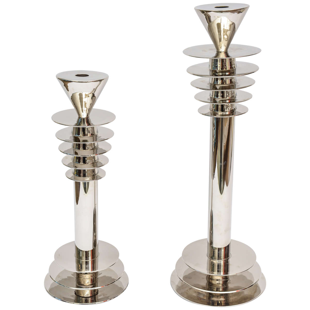 Pair of Rare Machine Age Sculptural White Bronze Monumental ...