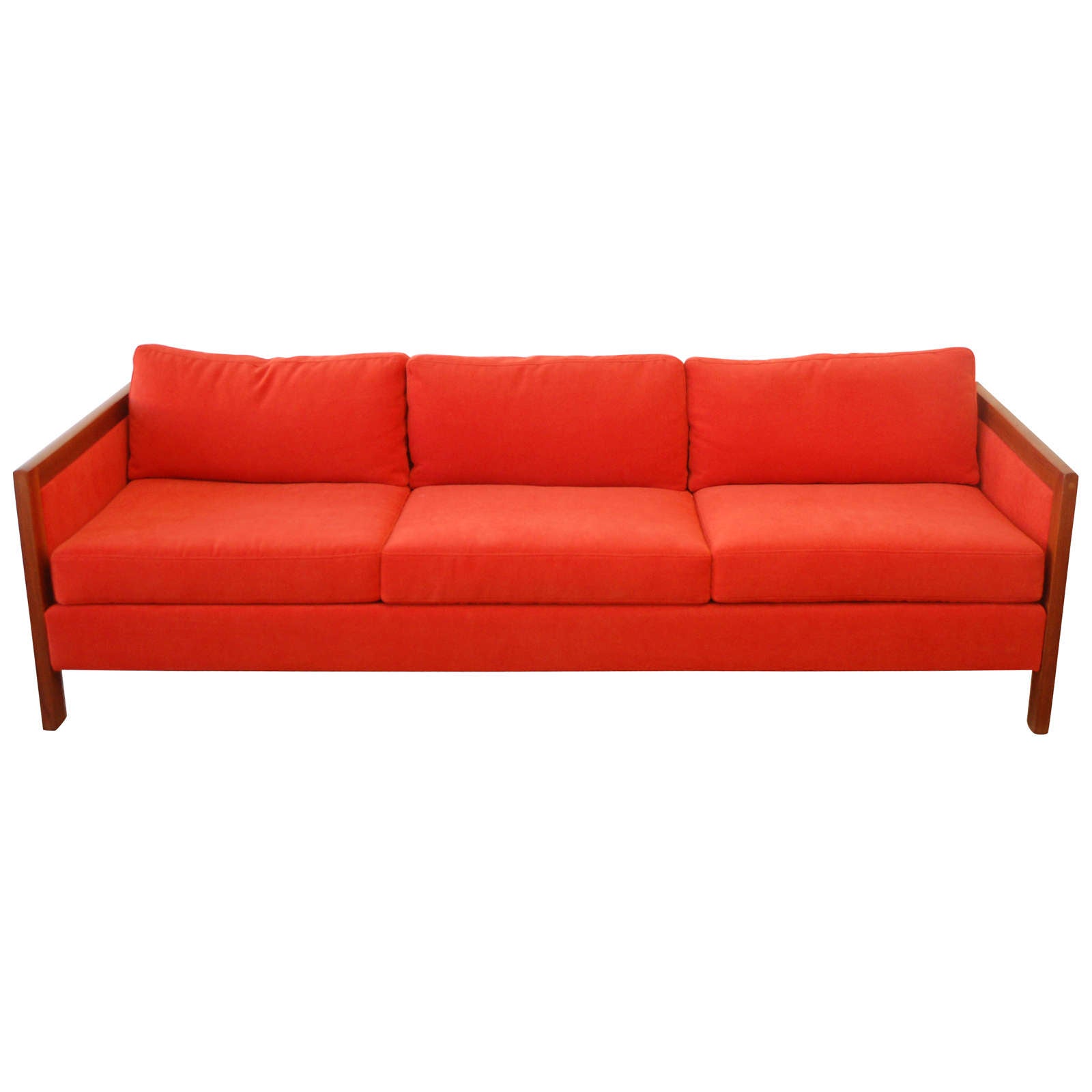 Mid-Century Wood Frame Sofa at 1stDibs