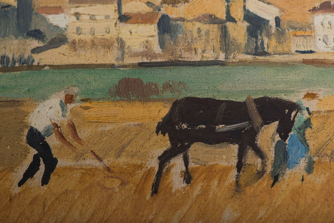 Adolphe Valette oil painting on board "Salles Ploughing", England 1971 ...