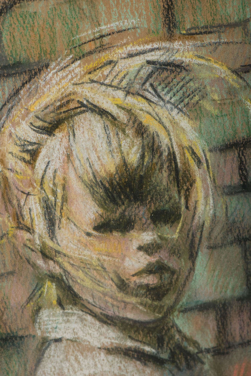 Harold Riley charcoal and pastel drawing, England 1952 For Sale at ...