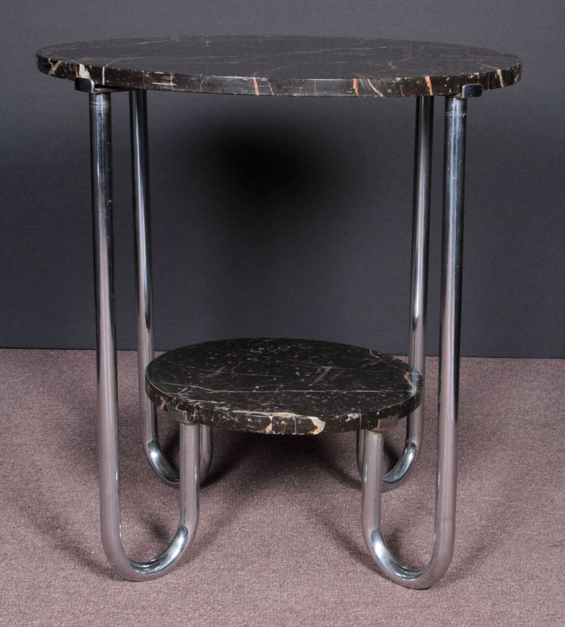 Mid-Century Tubular Occasional Table in Marble and Chrome at 1stDibs