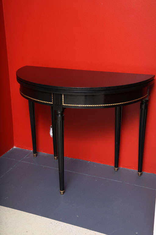 Black Lacquered Demilune Table Attributed to Maison Jansen at 1stDibs ...