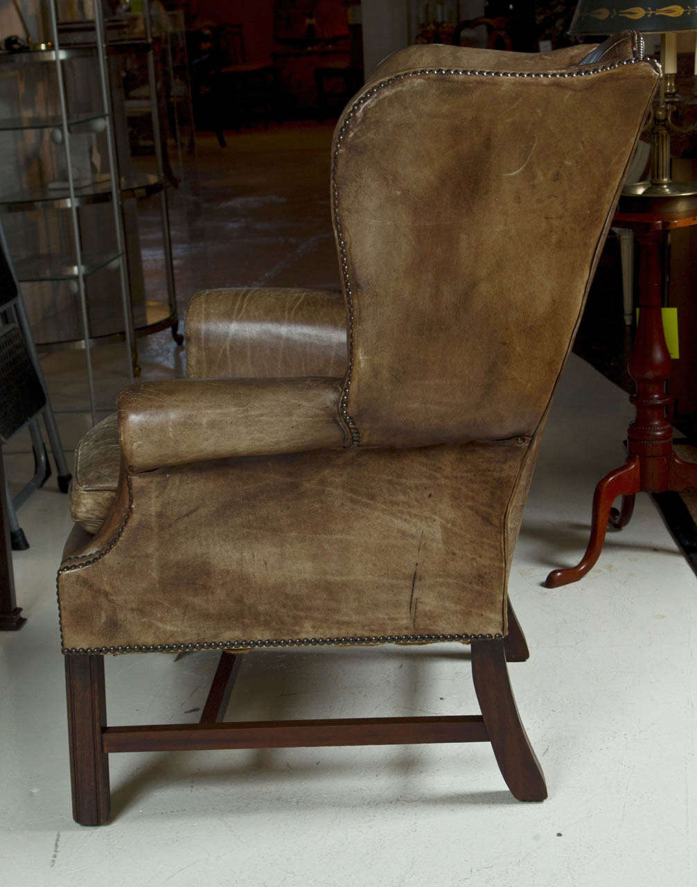 1920's Leather Wingback Chair with Nail heads at 1stDibs | 1920 ...