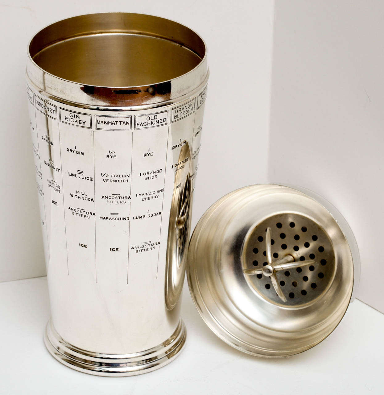Art Deco Silver Cocktail "Recipe" Shaker by William Suckling at 1stDibs