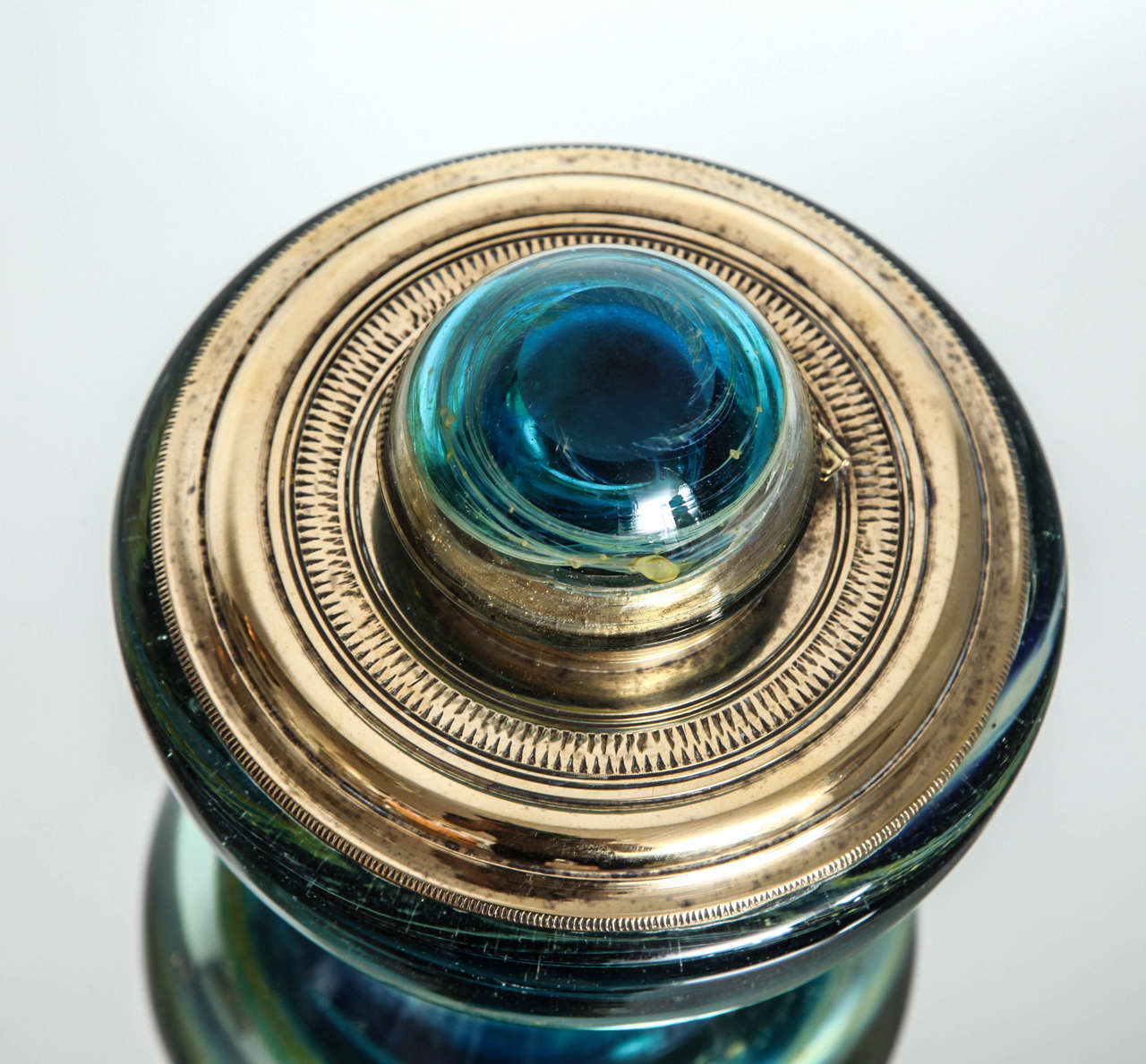 Murano Blue Swirl Glass and Silver Plate Inkwell at 1stDibs
