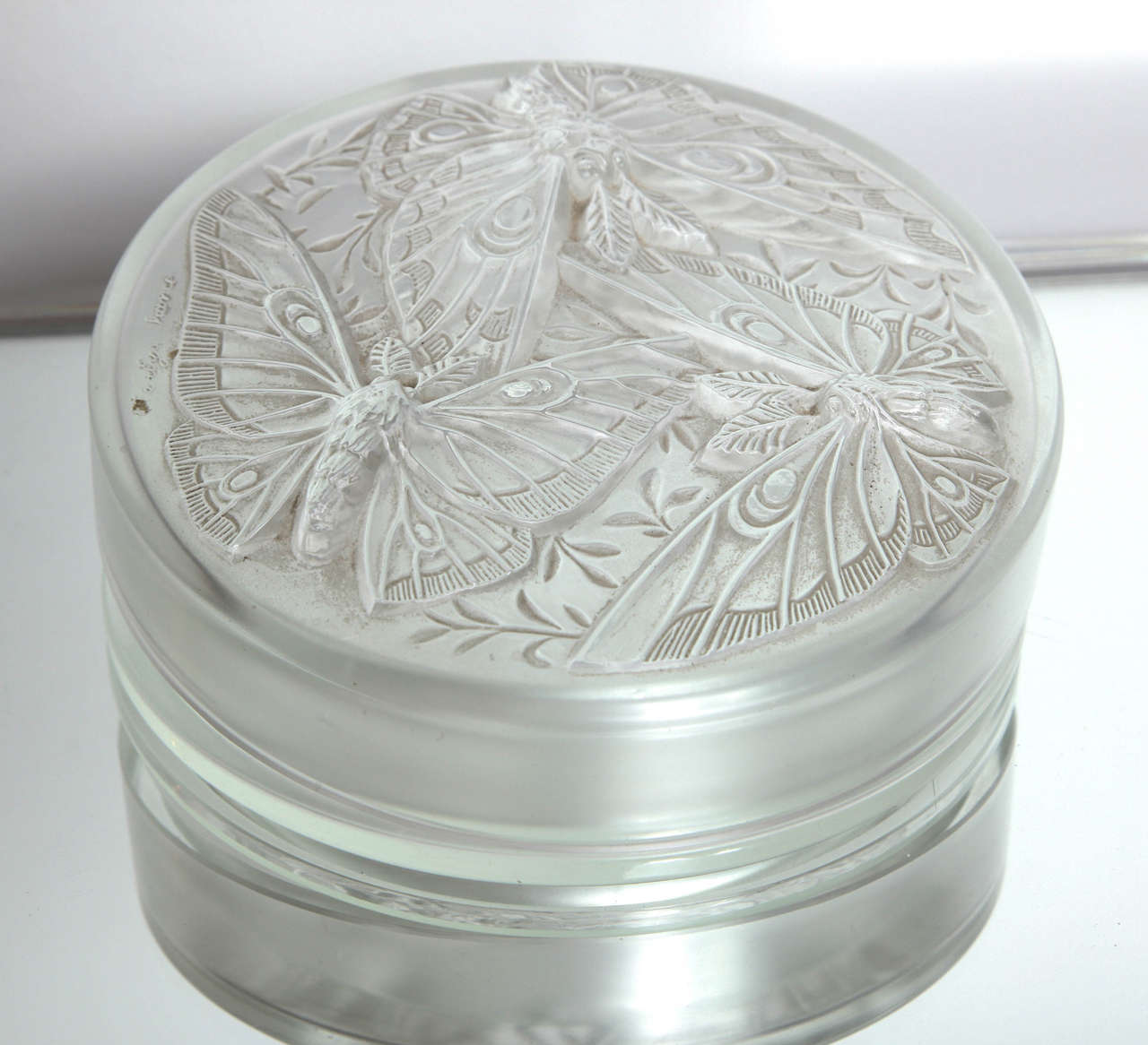 Art Deco Verlys France Lidded Frosted Glass Box with Butterflies at 1stDibs