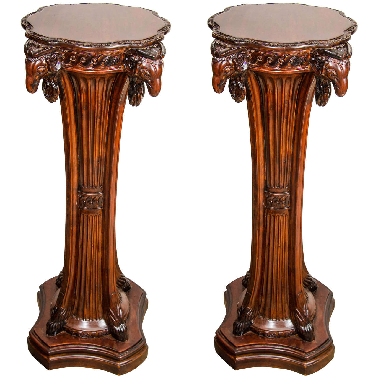 Pair of Ram's Head Pedestals at 1stDibs