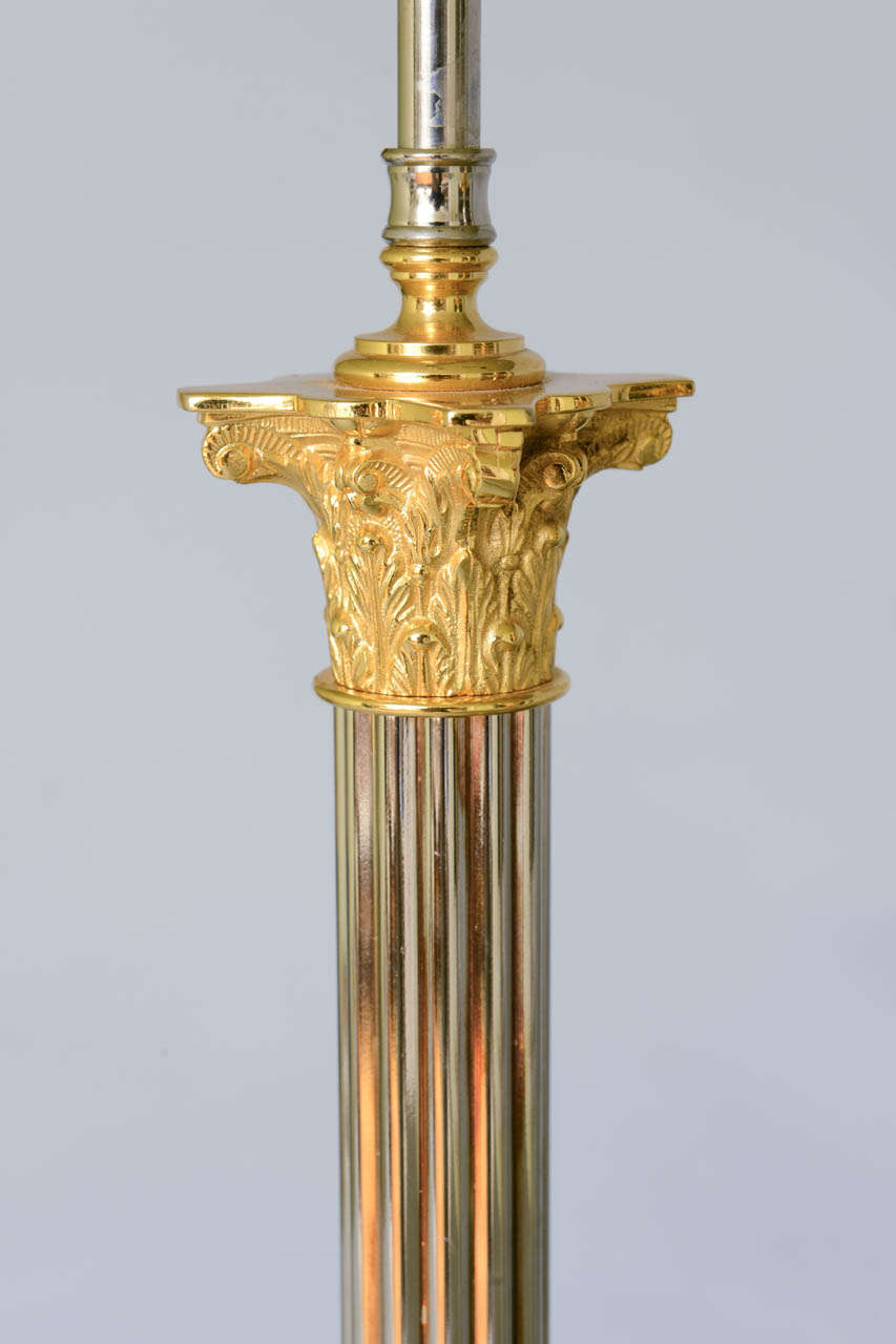 Fine Pair of Classical Column Lamps of Chrome and Brass at 1stDibs ...
