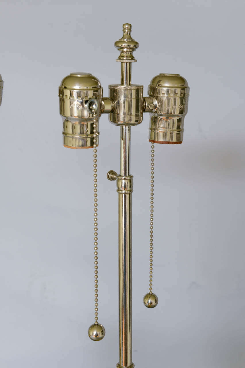 Fine Pair of Classical Column Lamps of Chrome and Brass at 1stDibs ...