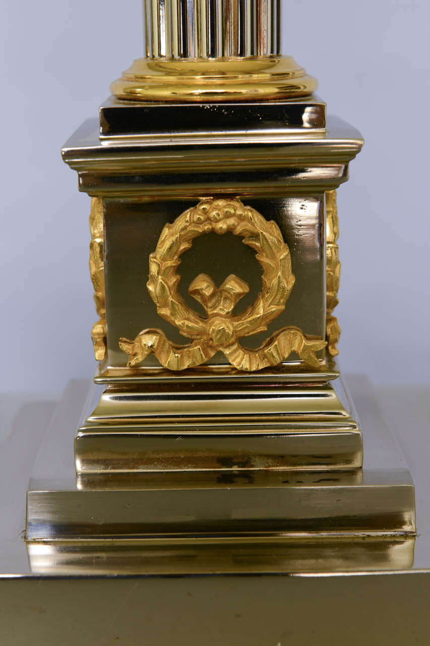Fine Pair of Classical Column Lamps of Chrome and Brass at 1stDibs ...