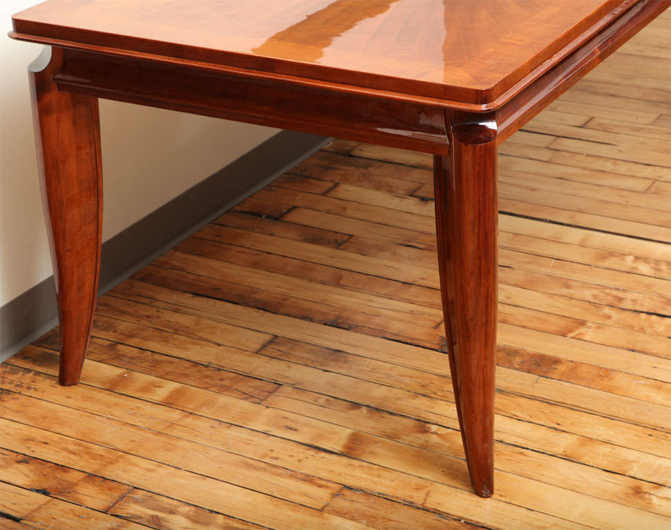 Sleek Art Deco Dining Table with Sunburst Inlayed Top at 1stDibs