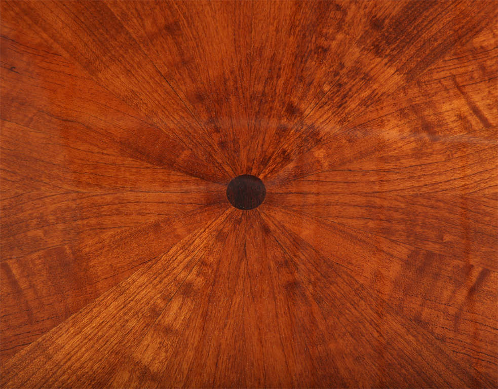 Sleek Art Deco Dining Table with Sunburst Inlayed Top at 1stDibs