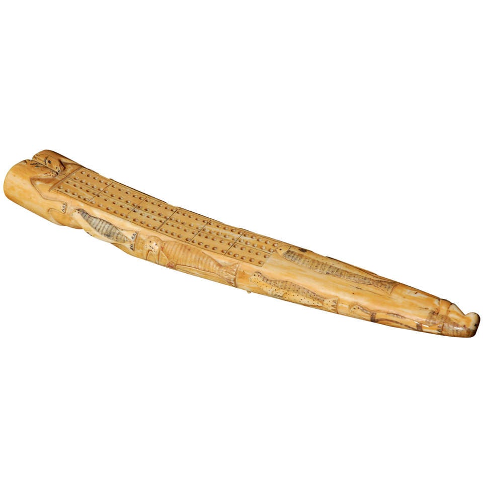 C. 1890 Walrus Ivory Carved Scrimshaw Tusk For Sale at 1stDibs ...