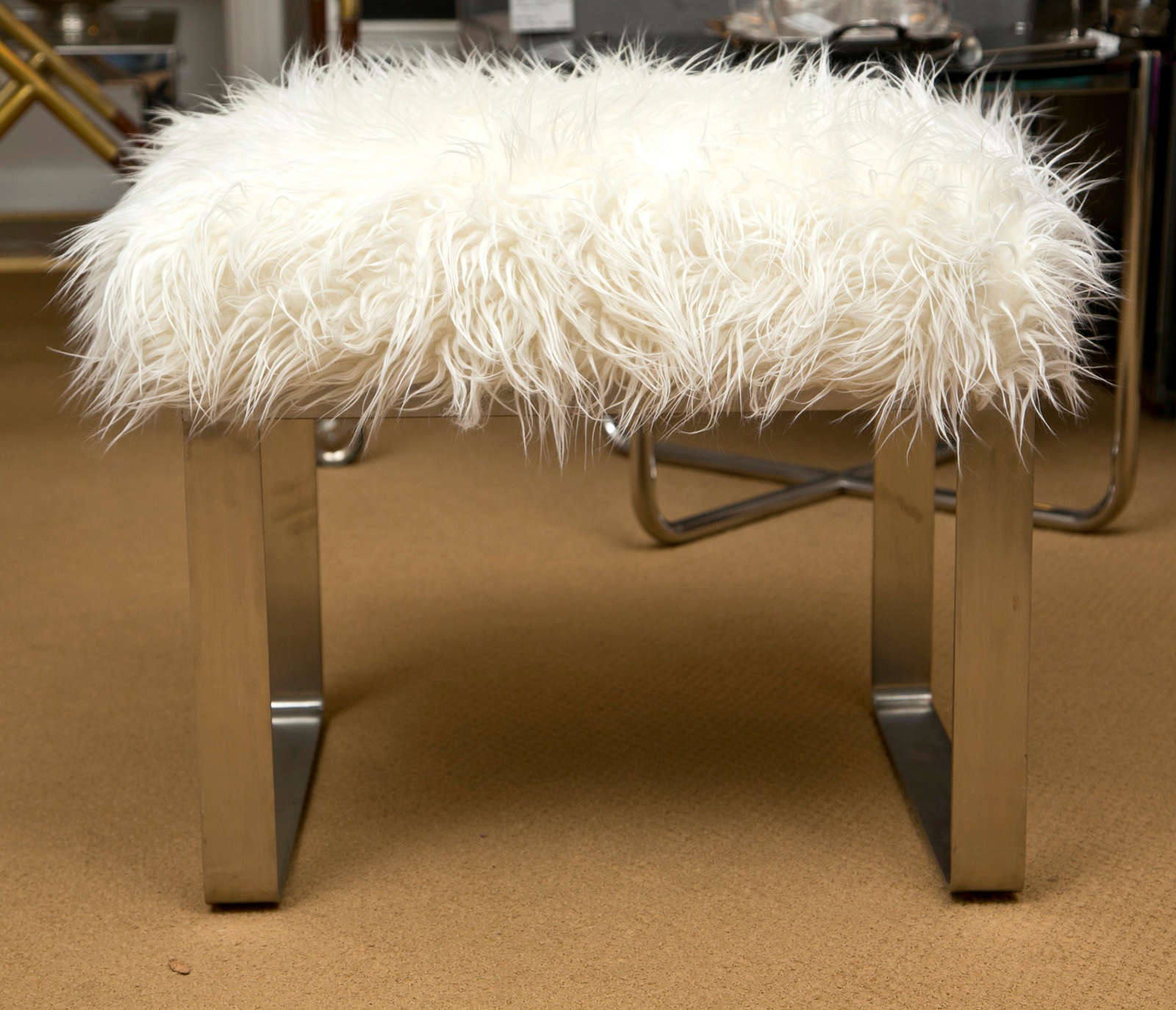 Mongolian Lamb Vanity Stools For Sale at 1stDibs