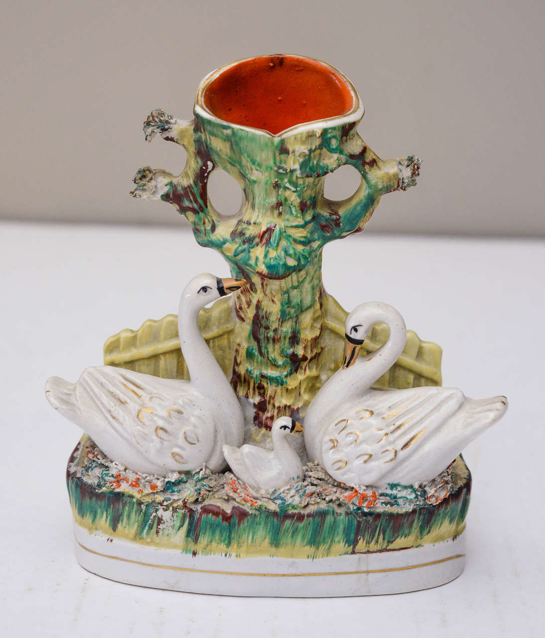 Pair of Staffordshire Swan Spill Vases, Mid-19th Century For Sale at ...