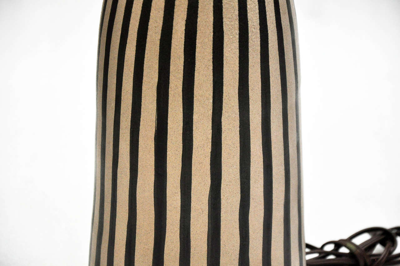 Black and White Striped Pottery Ceramic Lamp For Sale at 1stDibs ...