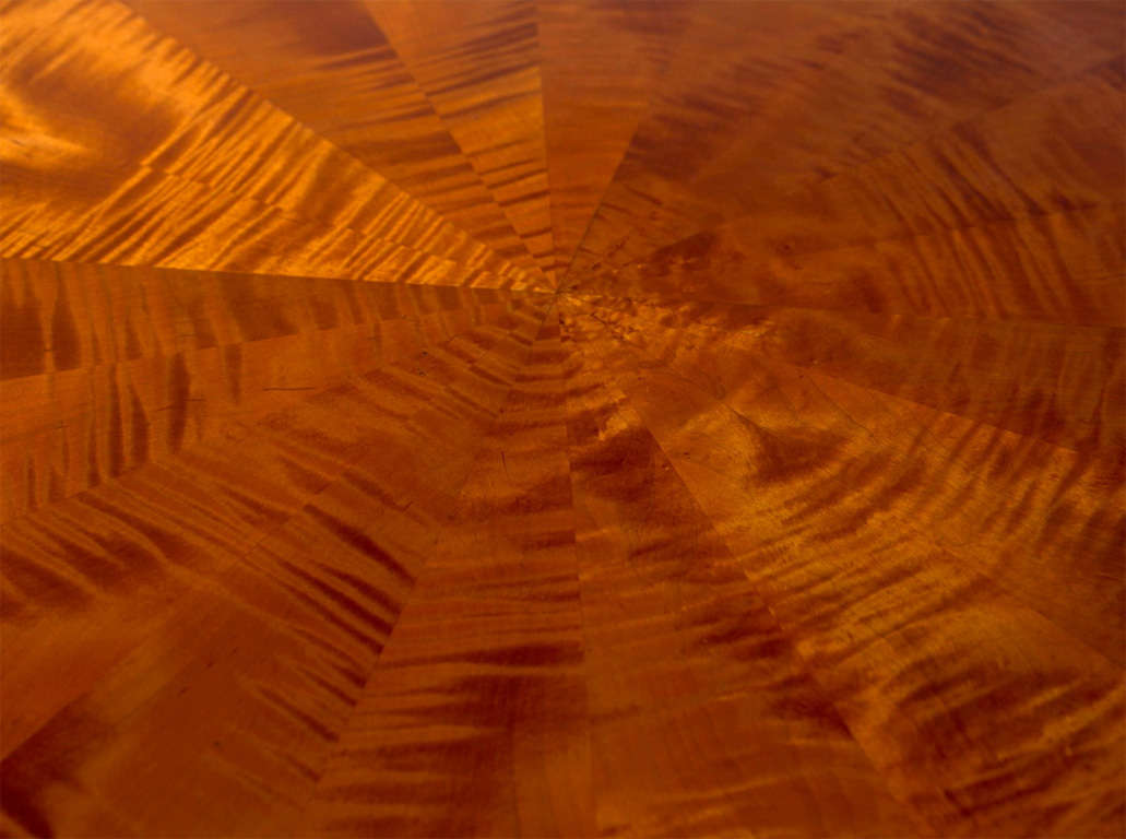 Round Tiger Maple Table at 1stDibs