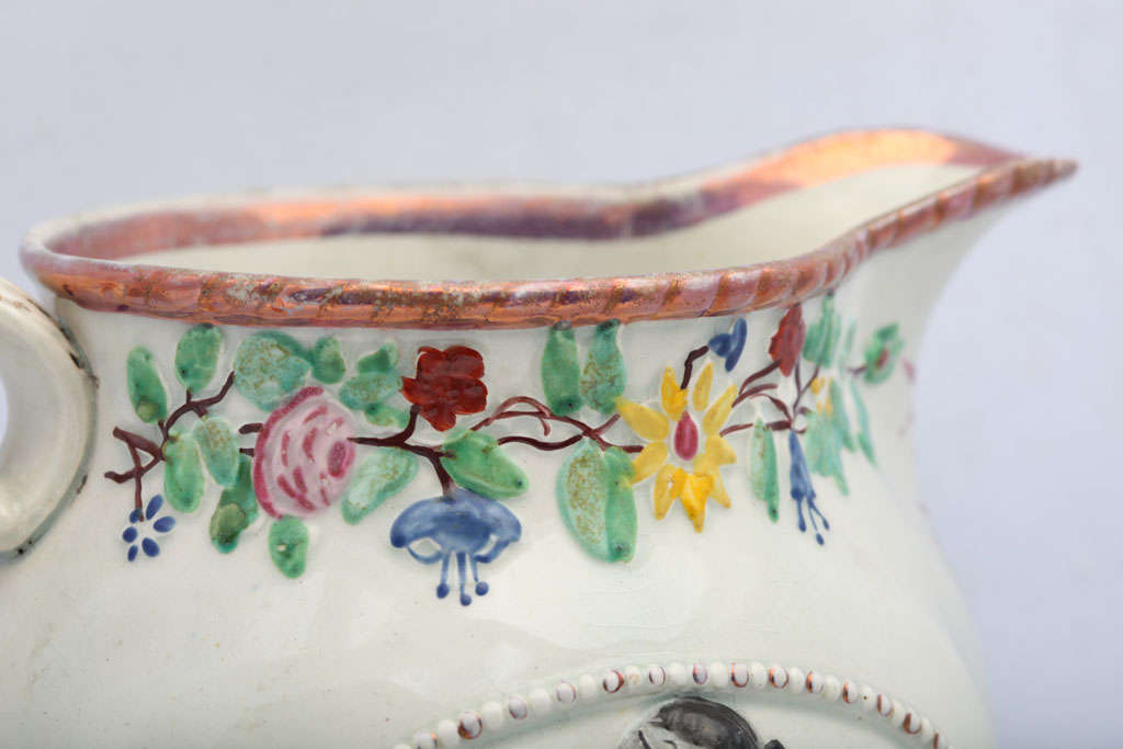 A Rare English Pearlware Queen Charlotte Pitcher For Sale at 1stDibs