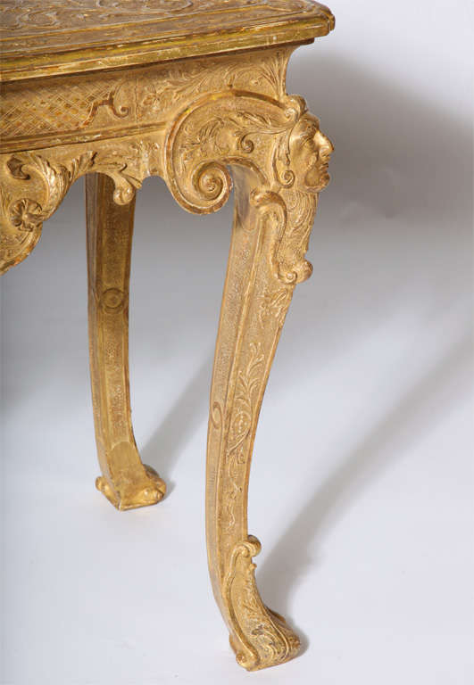 Very Fine Queen Anne Giltwood Strapwork Console Table For Sale at 1stDibs