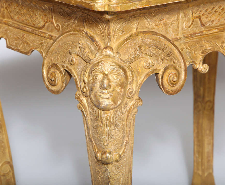 Very Fine Queen Anne Giltwood Strapwork Console Table For Sale at 1stDibs