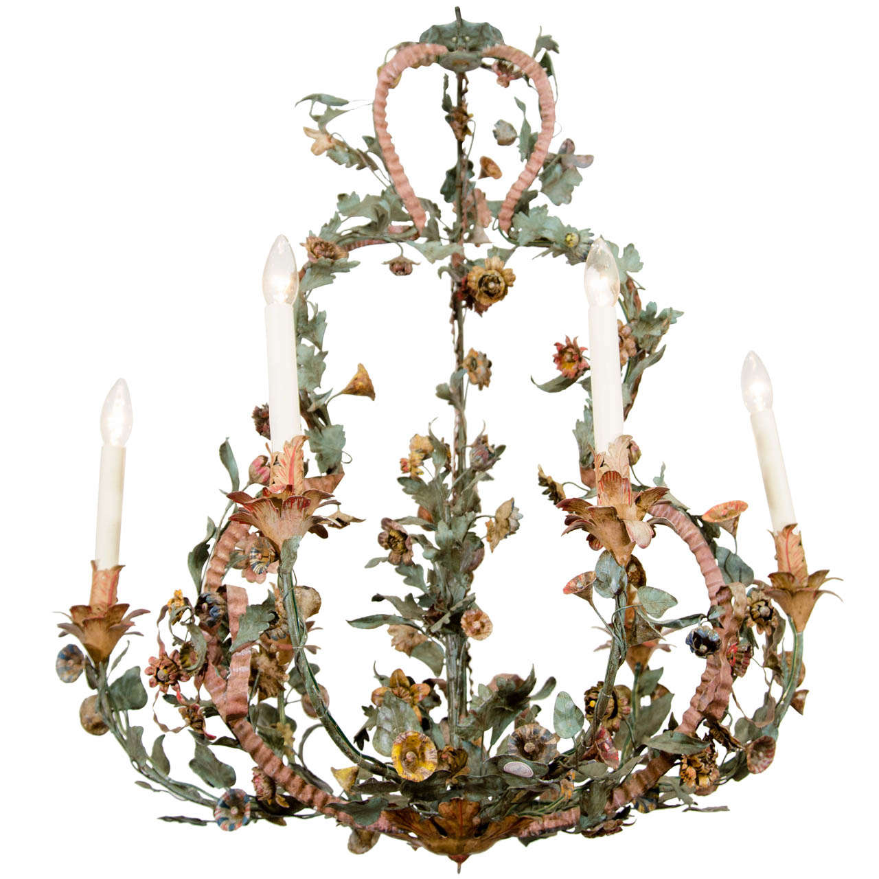 French Louis XV Tole Six Light Chandelier at 1stDibs