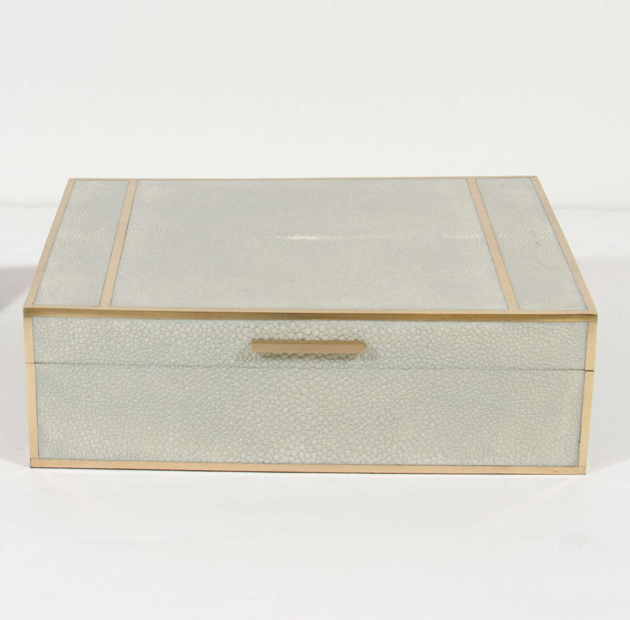 Green Shagreen Box with Brass Trim at 1stDibs