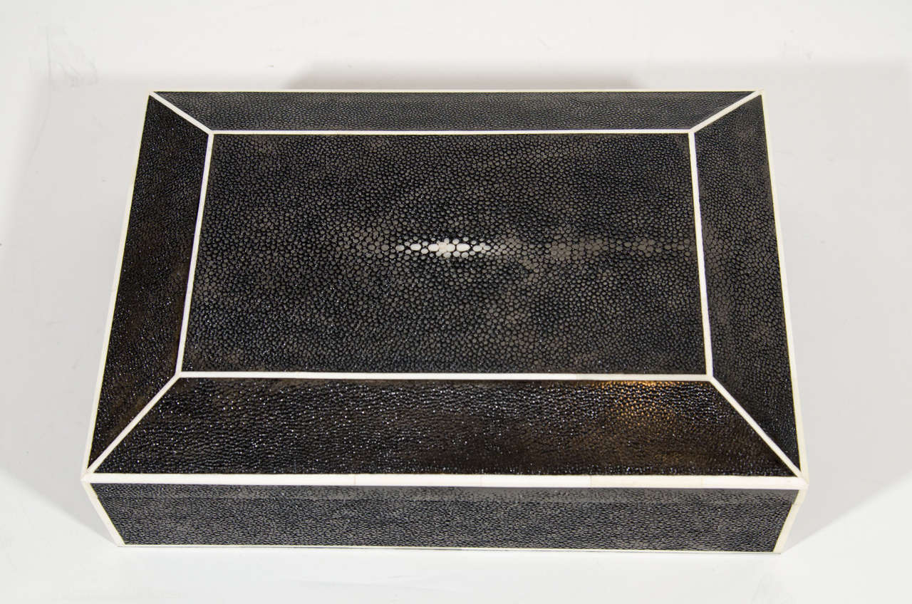 Large Exotic Shagreen Box with White Bone Inlay at 1stDibs | white ...