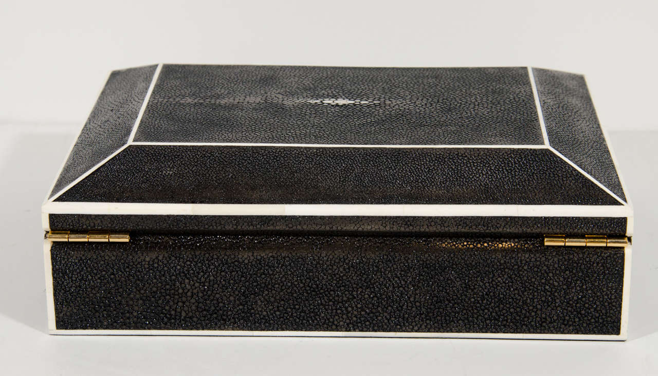 Large Exotic Shagreen Box with White Bone Inlay at 1stDibs | white ...