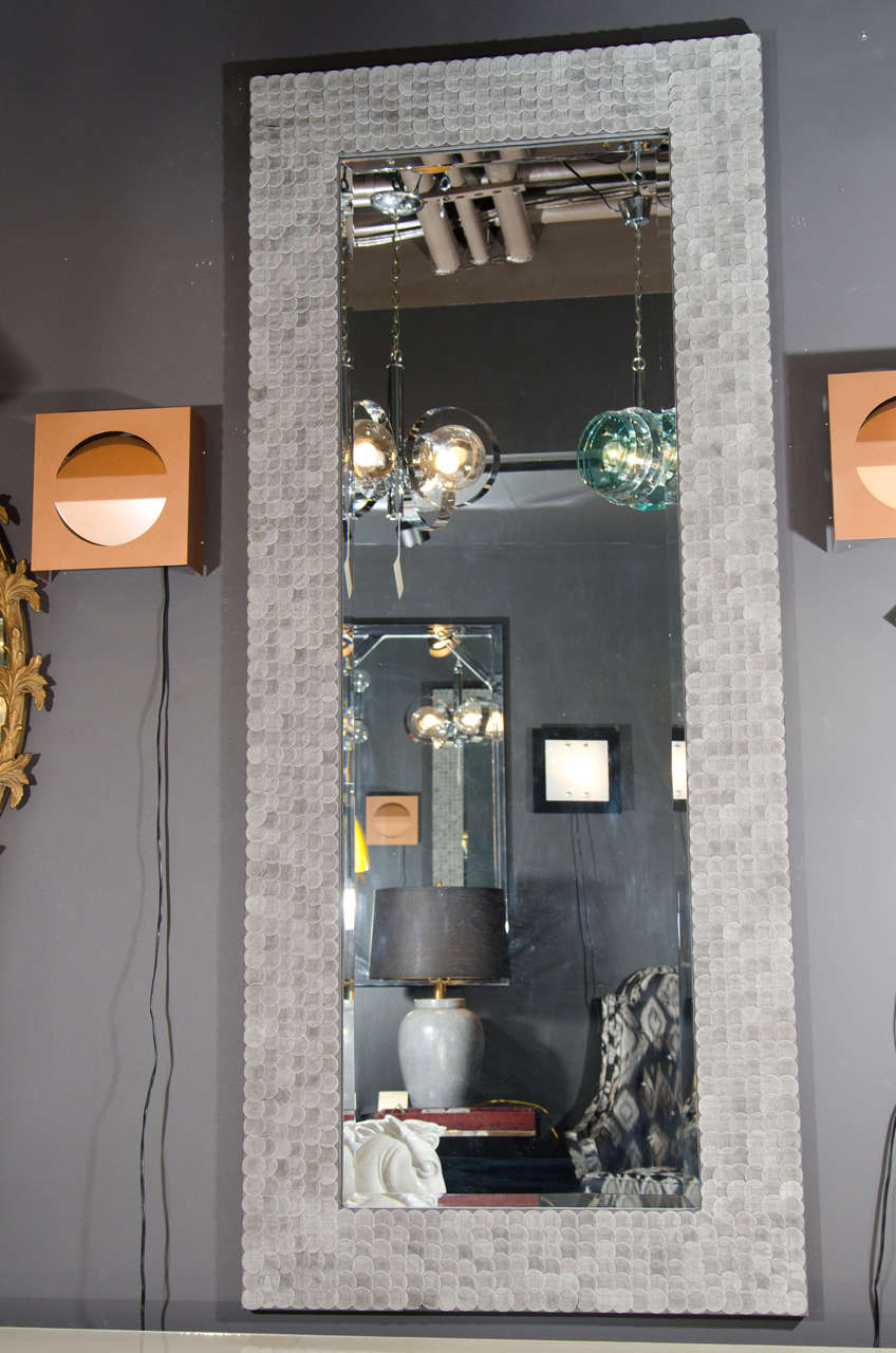 Modern Rectangular Full-Length Mirror with Suede Frame Design at ...