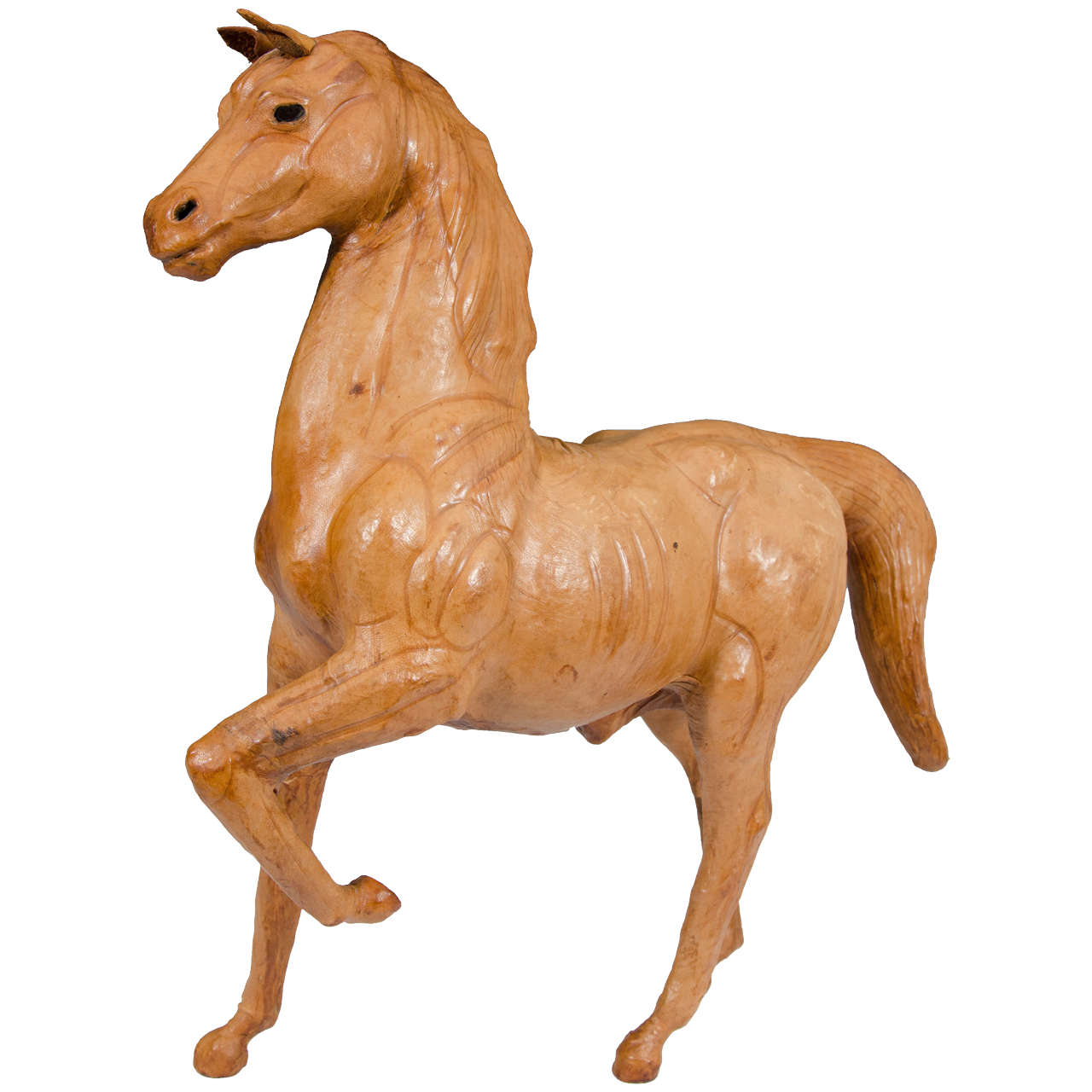 Leather Horse Equine Animal Sculpture in the Folk Art Style For Sale at ...