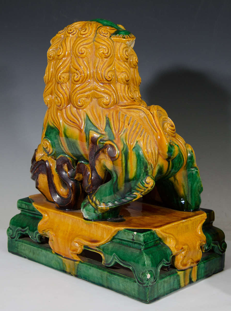 Antique Pair of Decorative Chinese Porcelain Foo Dogs For Sale at 1stDibs