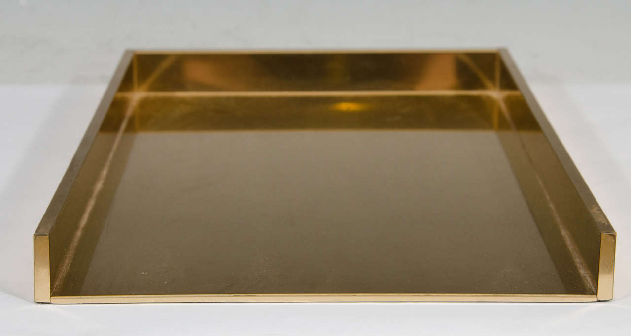 Vintage Pair of Sleek Brass Stackable Paper Trays or Desk Organizers at ...