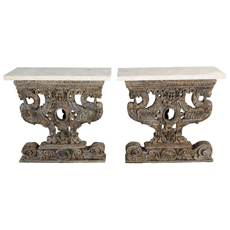 Pair of Early Renaissance Console Tables at 1stDibs