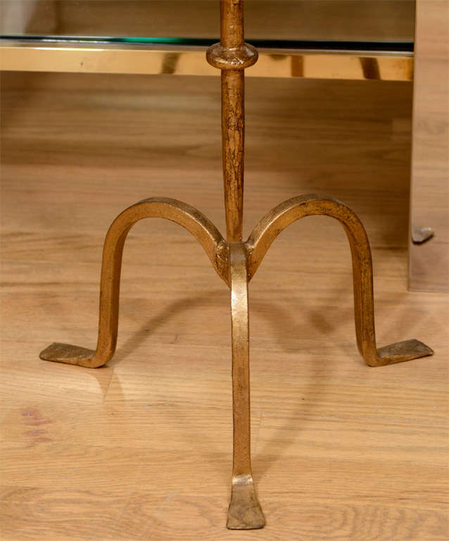 Pair of petite wrought brass tripod side tables at 1stDibs