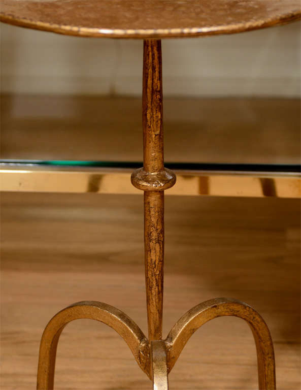 Pair of petite wrought brass tripod side tables at 1stDibs