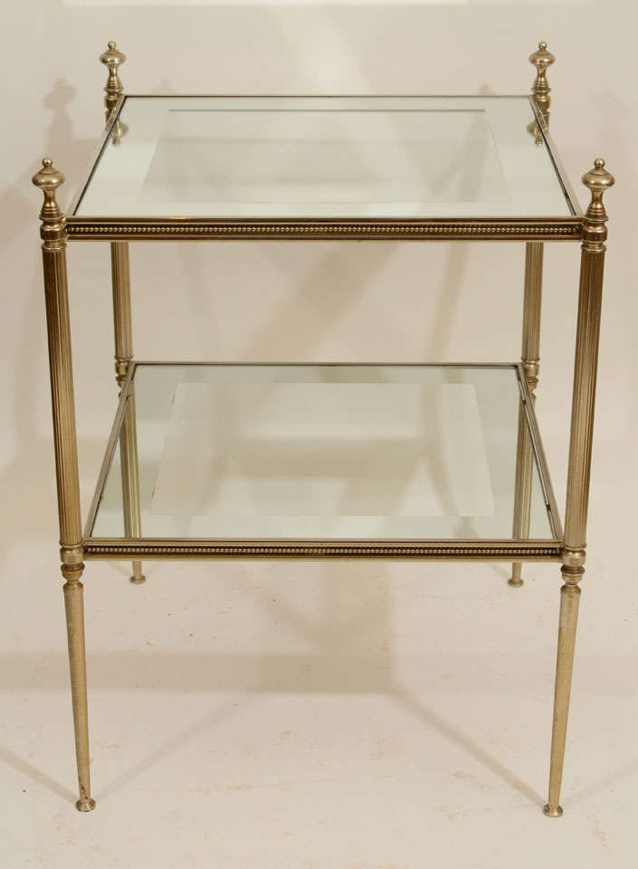 Pair Vintage Brass and Glass 2-Tier End Tables, Mid 20th Century at 1stDibs