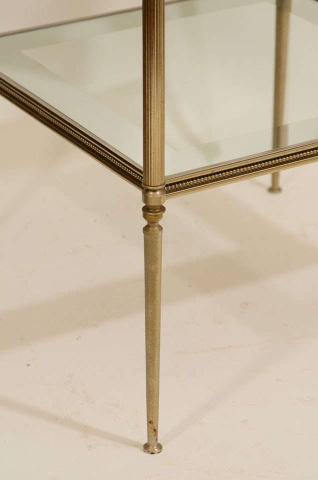 Pair Vintage Brass and Glass 2-Tier End Tables, Mid 20th Century at 1stDibs