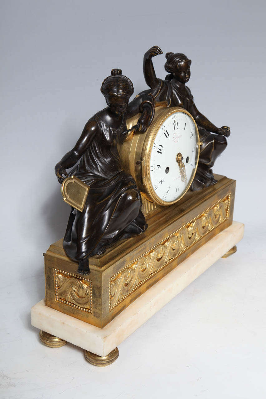 A Louis XVI Period Antique French, Patinated and Dore Bronze Mounted ...