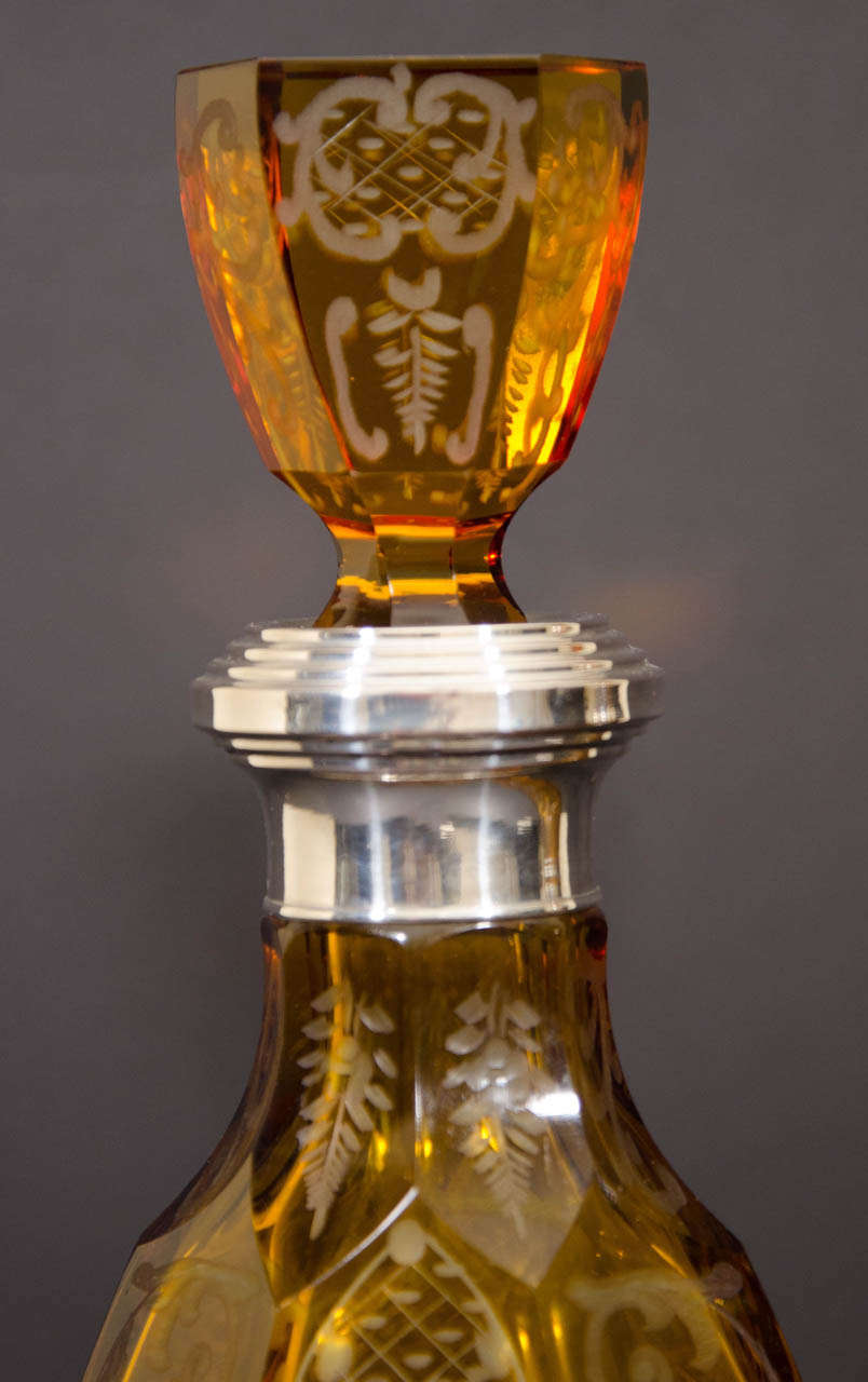 Etched Amber Crystal Bohemian Decanters For Sale at 1stDibs