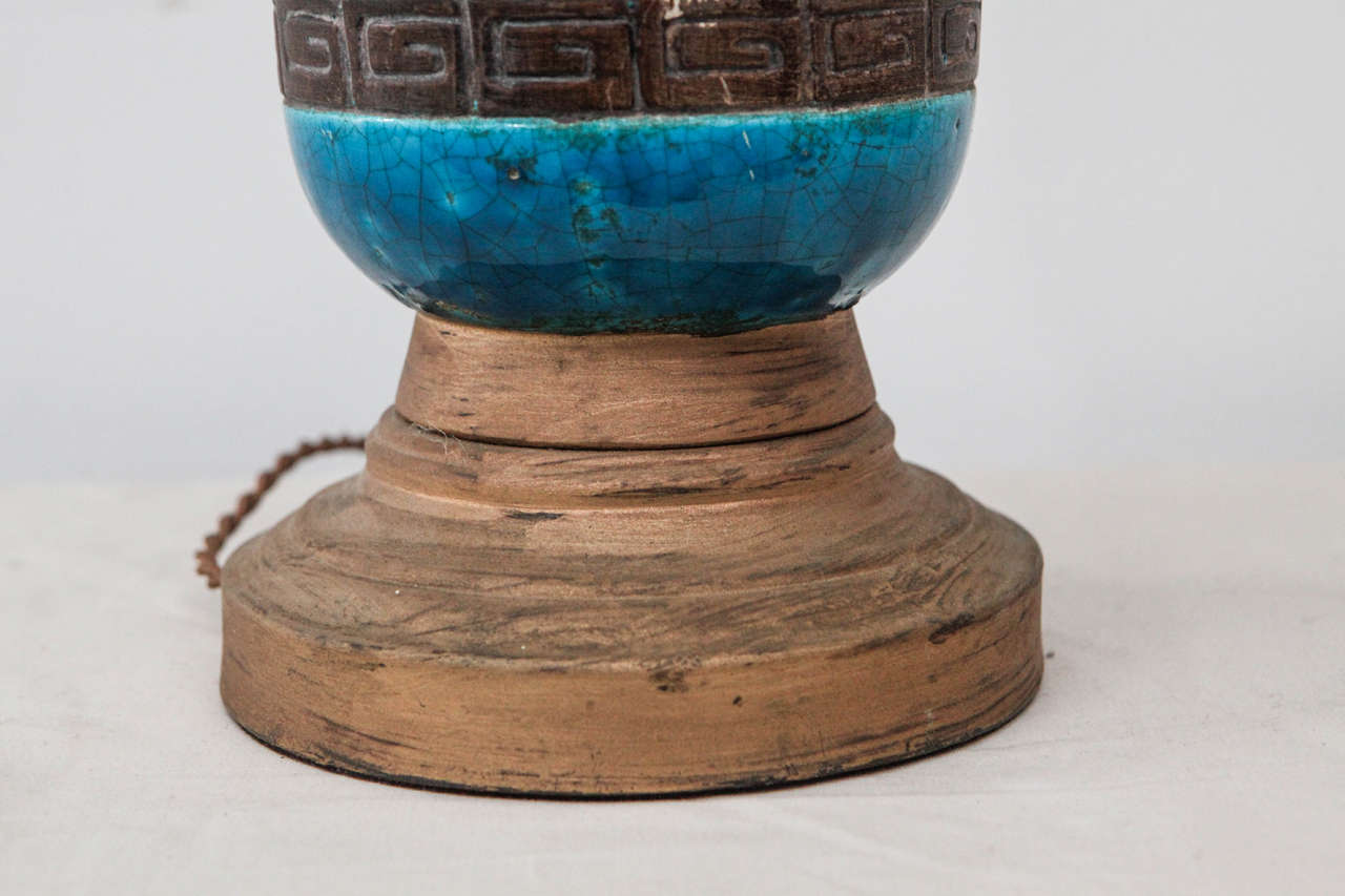 Turquoise Blue French Pottery Table Lamp at 1stDibs