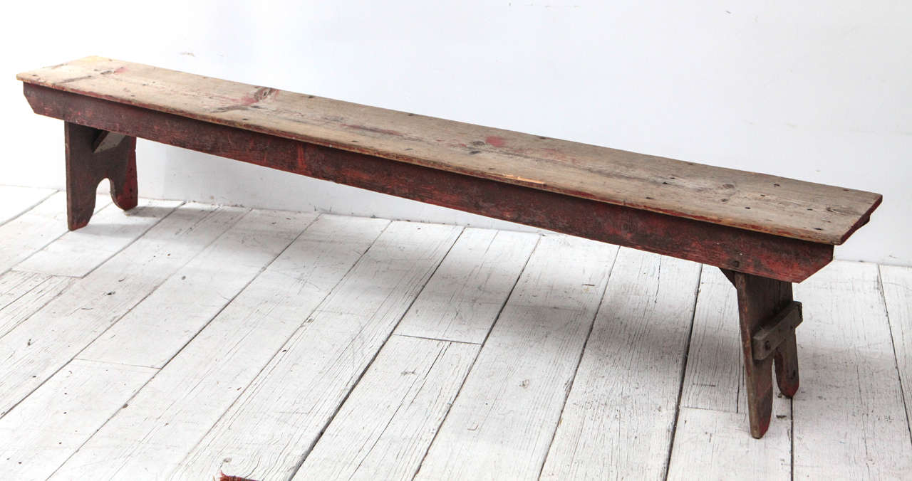 Rustic Wood Farm Style Bench with Red Patina at 1stDibs | rustic wooden ...