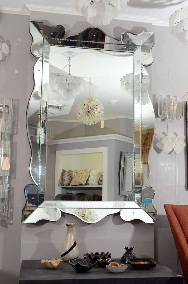 Custom Stunning Oversized Wave Mirror For Sale at 1stDibs