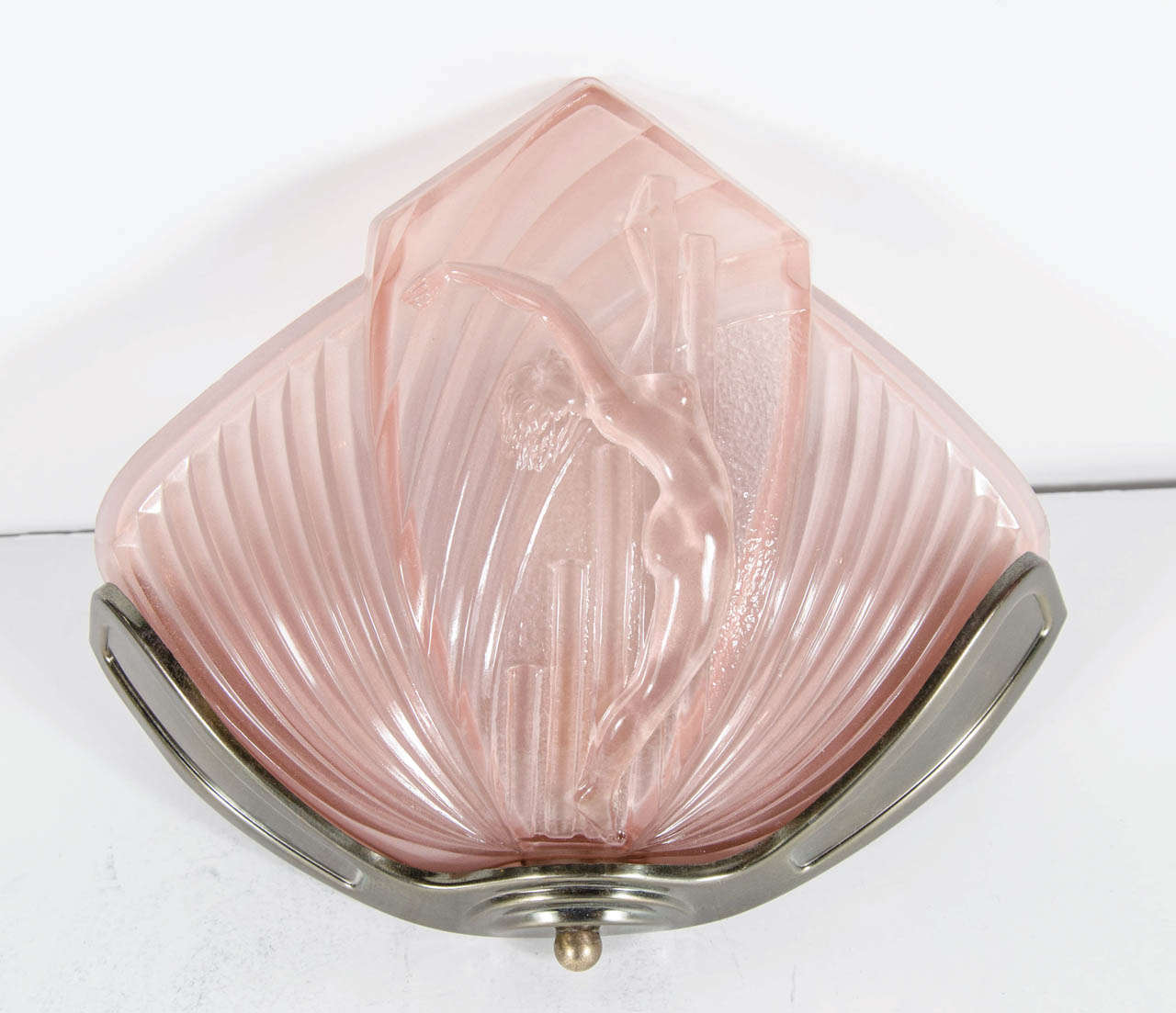 Gorgeous Pair of Art Deco Relief Rose Glass Sconces at 1stDibs