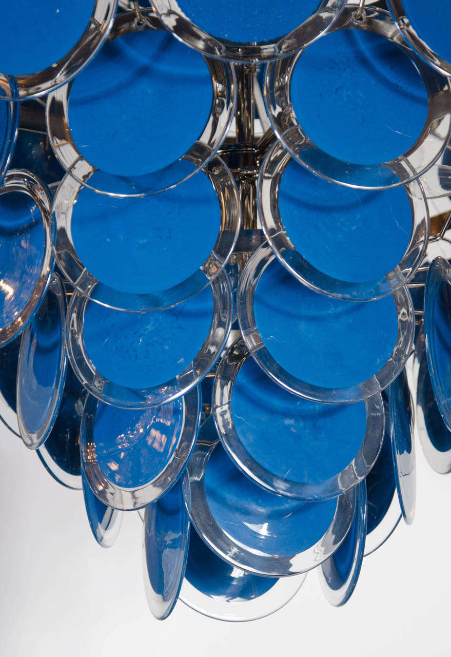 Modernist Sapphire and Translucent Handblown Murano Glass Disc ...