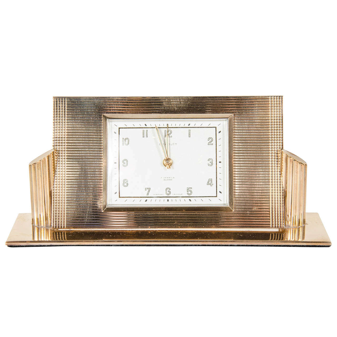 Art Deco Engine turned Brass Alarm Clock by Bradley at 1stDibs